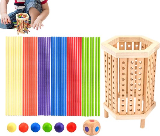 Sticks Dice Game - Wooden Tower Board Games Fine Motor Skills Counting ...