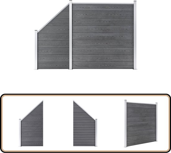 vidaXL Schuttingset 273x186 cm HKC Grijs Schutting Panelen - Houten ...