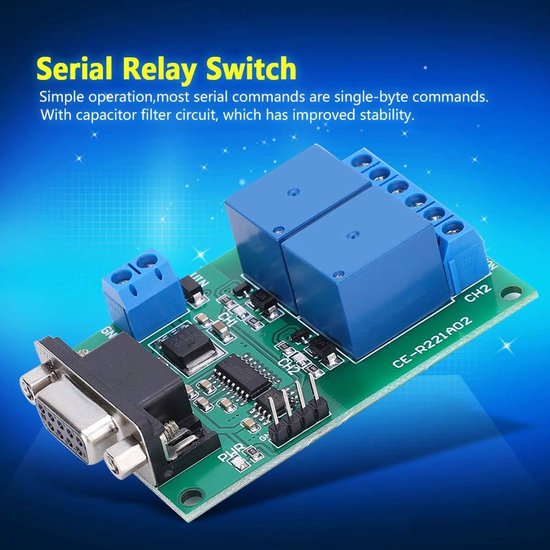 2-channel relay module for serial interface DB9 female/plug DB92 bus ...