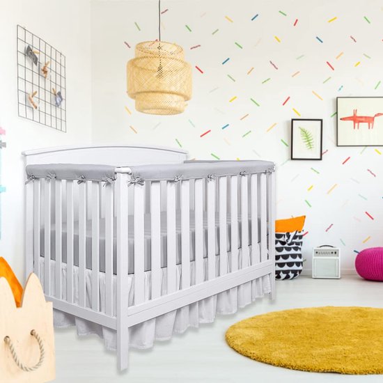 Gewatteerde Crib Bumper, Baby Bed Rail Protector Bed Bar Protector Crib ...