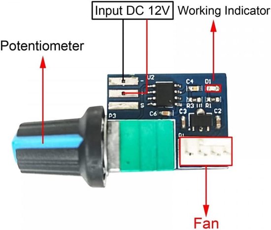 PWM Fan Control DC 12V 4 Wire Thermostat Speed Controller with Switch | bol