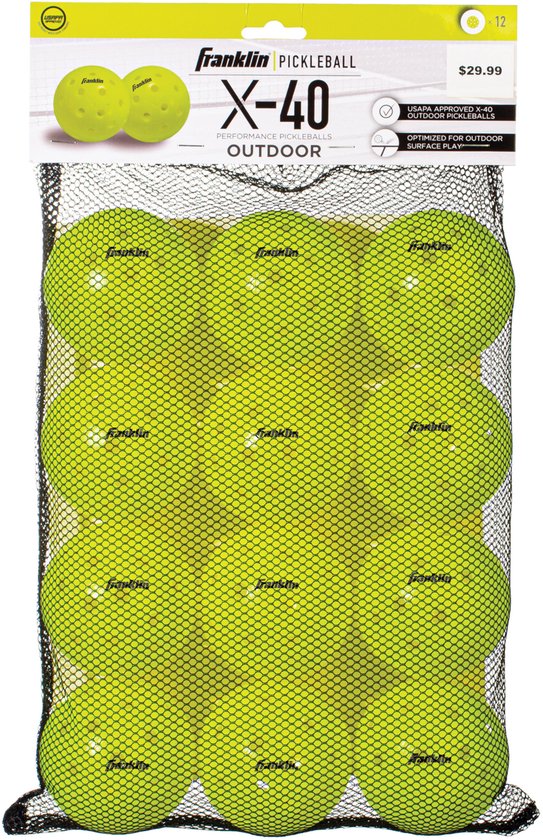 Franklin Outdoor X-40 Pickleball - Mesh Bag - Optic Yellow - Pack of 12 ...