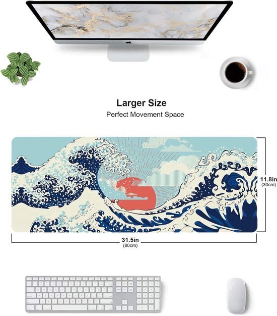 Gaming muismat, zwart en wit Cherry Blossom Extended Large Mouse Mat ...