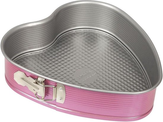 Hart Springvorm Bakvorm - Antiaanbaklaag - 1 Stuk - Roze/Zilver | bol