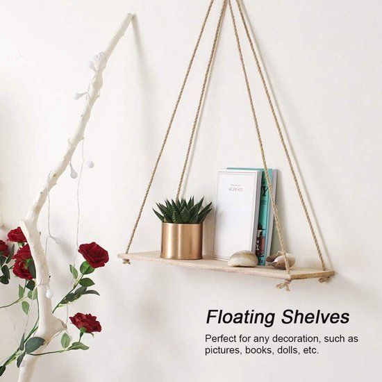 Houten Zwevende Wandplank Muur Opknoping Rek Plant Bloempot Planken ...