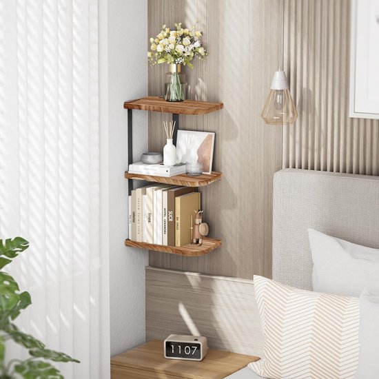 Wandrek van Hout - Decoratieve Planken voor Muren - Set van 3 - Hout | bol