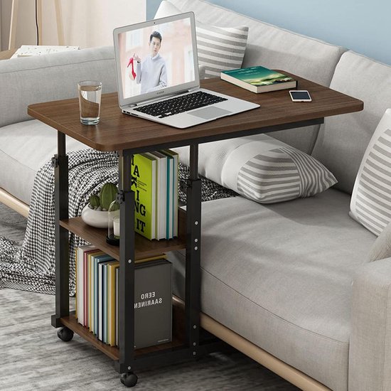 Hoogte Verstelbare C-vorm Bijzettafel - Laptoptafel met Wieltjes ...