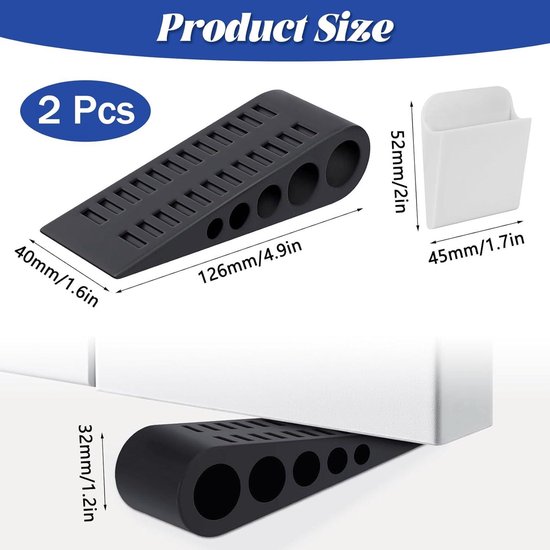 Deurstopper wig voor de vloer - 2 stuks rubberen deurwig met antislip ...