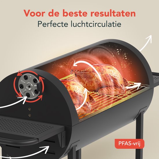KitchenBrothers 2-in-1 Houtskool BBQ XL - Verstelbare luchtroosters ...