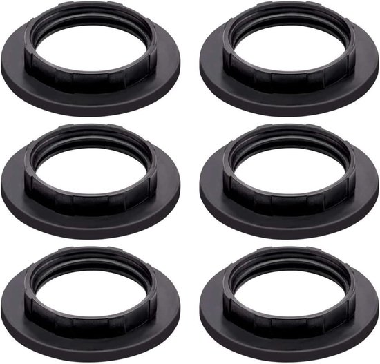 Lampenkap Kraag Ring Converter E14 Plastic Zwart - 6 stuks | bol