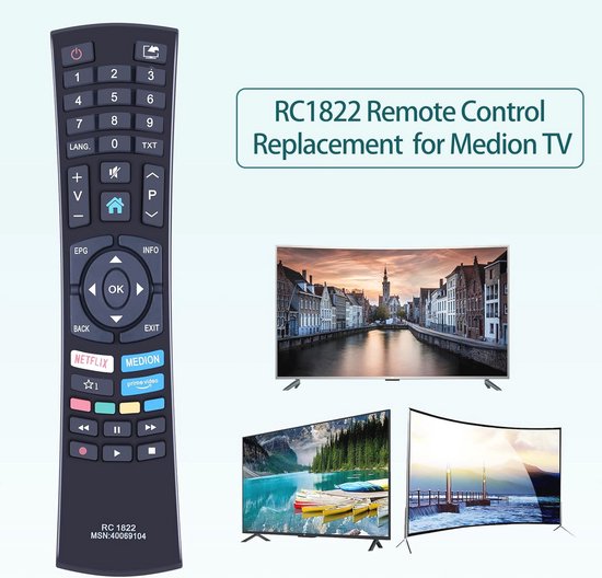 Vervangende Afstandsbediening voor Medion Smart TV met Netflix en Prime Video Toetsen | bol