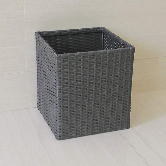Woven Basket Trash can Waste Basket Square Garbage Container Bin Gray ...