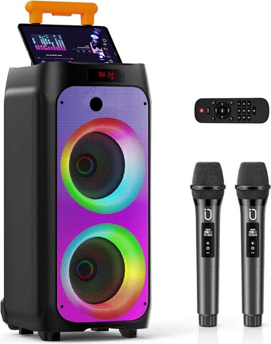 Complete Karaoke Set Met 2 Draadloze Microfoons, Bluetooth Luidspreker ...