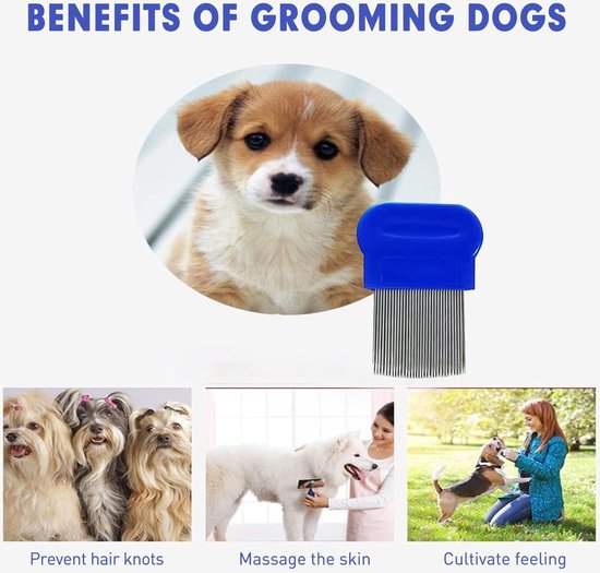 RVS huisdierkam Luizen Kam voor katten en honden - set van 2 stuks | bol