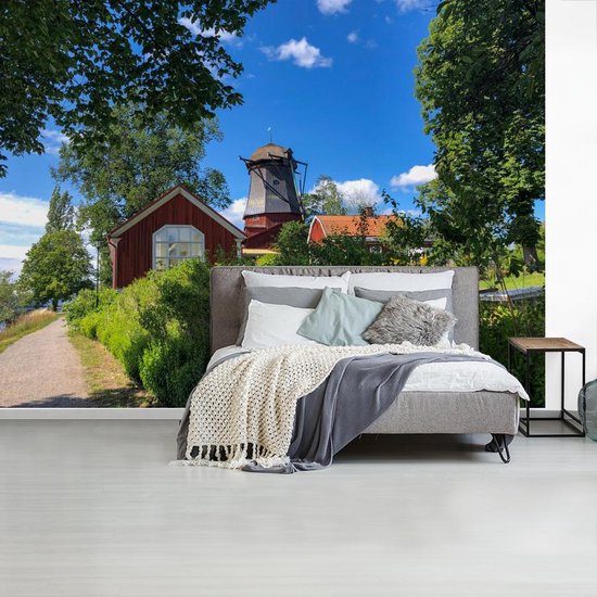 Behang - Fotobehang - Boerderijwoning en molen in Djurgården - Breedte ...