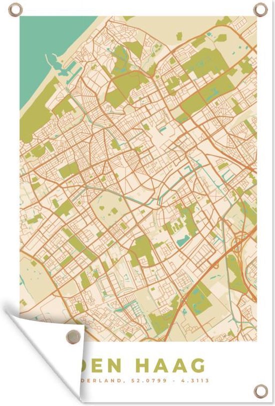 Tuinposters buiten Stadskaart - Den Haag - Vintage - 60x90 cm ...