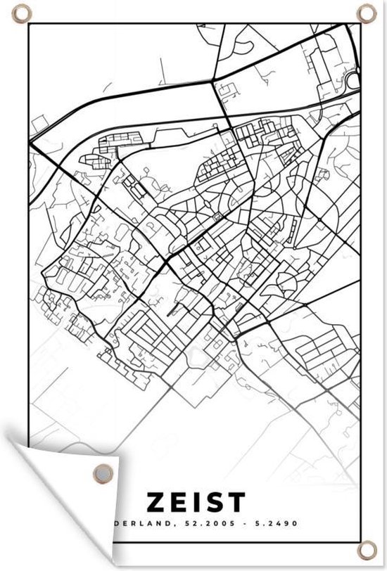 Tuinposter - Tuindoek - Tuinposters buiten - Kaart - Zeist - Zwart ...