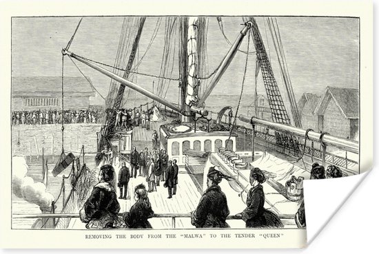 Poster tekening van de laatste tocht van David Livingstone - 120x80 cm ...