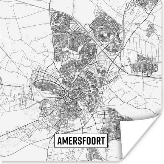 Poster Stadskaart Amersfoort - 100x100 cm XXL - Plattegrond | bol.com