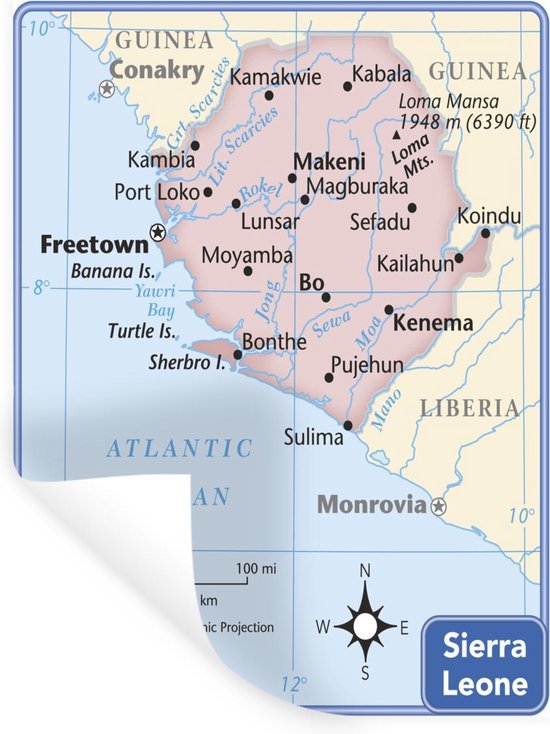 Sticker Muursticker Illustration de la Sierra Leone - Illustration de la carte de la... | bol.com