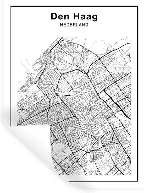 Muurstickers - Sticker Folie - Stadskaart - Zwart Wit - Den Haag ...