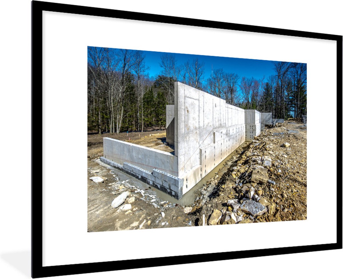 Photo encadrée - Structure béton dans un cadre photo boisé 120x80 cm ...