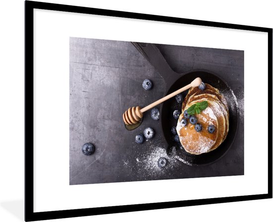 Fotolijst incl. Poster - Verschillende pannenkoeken van blauwe bessen ...