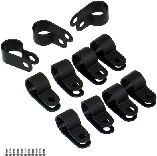 100 Pack Nylon R-Type Clip Clamp with Screws - Cable Wire Fastener ...