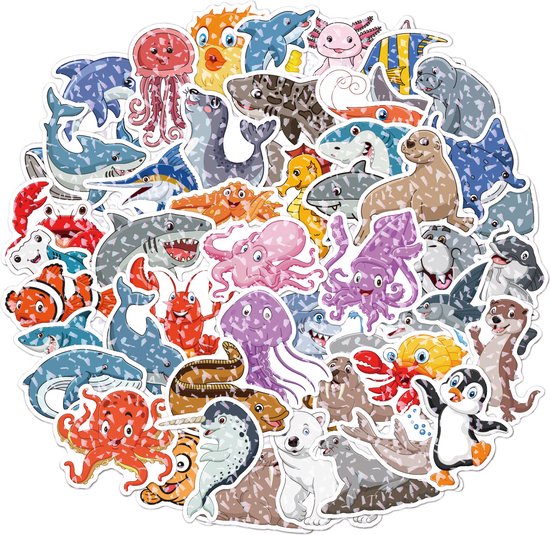 Zeedieren Stickers Glimmend - Dolfijn, Octopus, Walvis, Rog, Zeepaardje etc - Geschikt... | bol