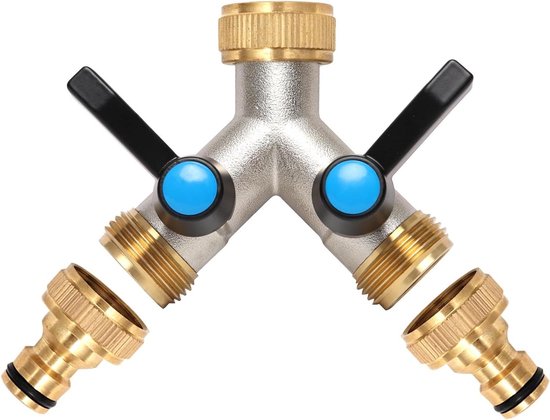 Waterverdeler 2-weg Y-verdeler met verlengde handgreep - messing splitter -... | bol