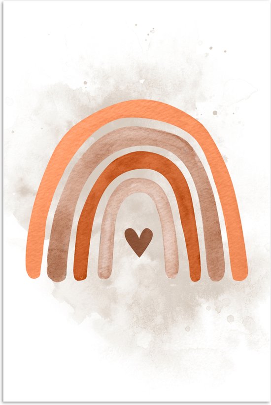 Poster 80x120 cm - Regenboog - Roze - Pastel kleuren - Hartje - Posters ...