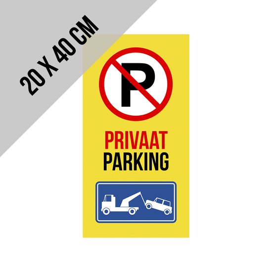 Pictogram/ bord | "Privaat parking" | 20 x 40 cm | Geel | Parkeerverbod ...