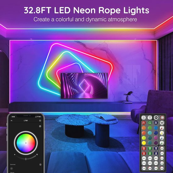 10 m LED Neon Licht Snoer met App Bediening - Flexibele RGB Outdoor ...