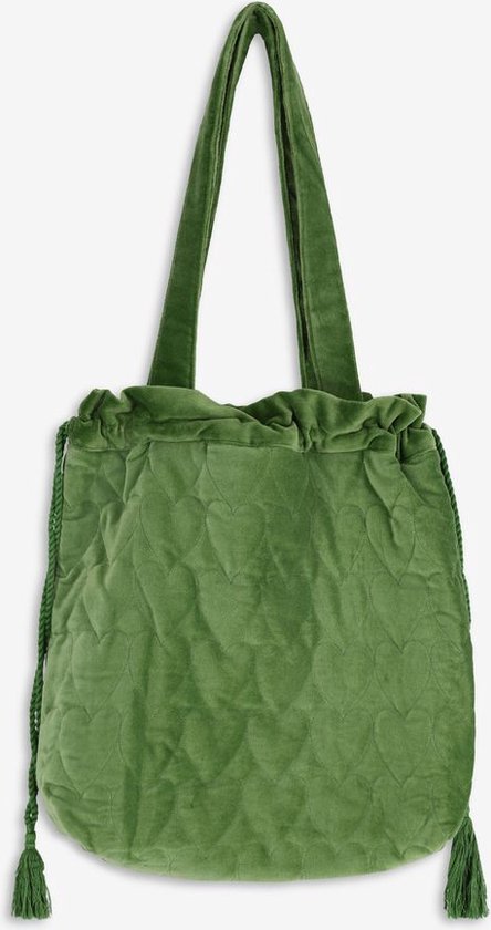 Sissy-Boy - Groene velvet shopper met hartjes | bol