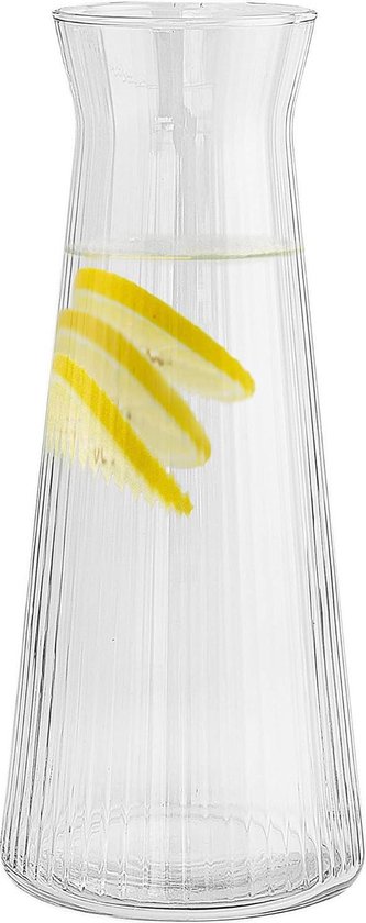 Waterkaraf - Water karaf Geribbeld Glas 1000 ml Serveerkaraf Met ...