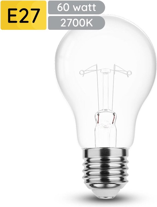 Technik E27 Wolfraam-Gloeilamp Dimbaar 60W - 2700K - Warm Wit - Gloeilamp Globe A55 | bol