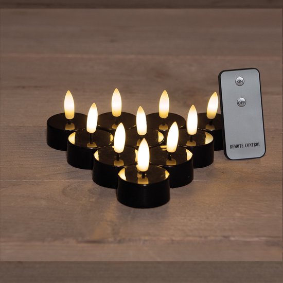 Anna's Collection LED theelichtjes/waxinelichtjes - 10x st - zwart - D3,5 x H1,5 cm | bol