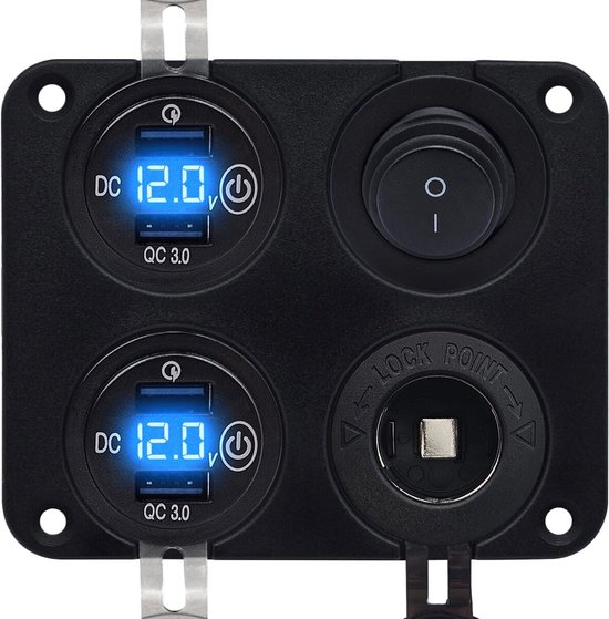 ProRide 12V USB Autolader 4 Poorten - QC3.0 - Schakelaar en 12V ...
