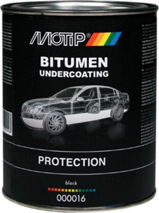 MoTip Bitumen Underbodycoating Zwart - 1.300gr kwastblik | bol