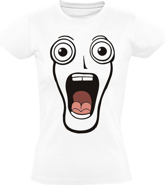 Gezicht met open mond Damse T-shirt - verbaasd - verrassing - lachen ...