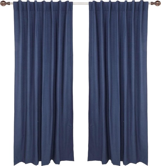 Set van 2 Navy Slub Cotton Duck Gordijn Raampanelen - 100% katoen ...