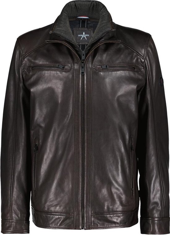 Donders Jas Leather Jacket 52514 599 Dark Brown Mannen Maat - M | bol