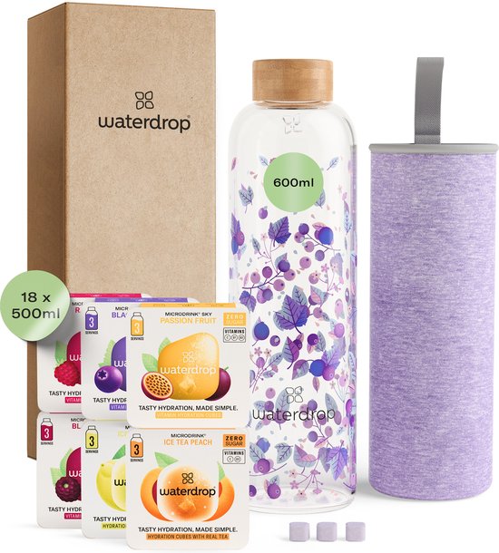waterdrop® Starterset Glas - Boost Melange - 1 Glas drinkfles 600 ml ...