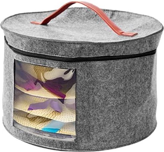 Opbergdoos voor Hoeden met Deksel en Draaggreep - Ronde Hoedendoos van ...