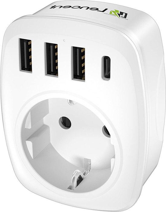 5 in 1 EU Stopcontact Splitter met USB Stekker Adapter - Meervoudige ...