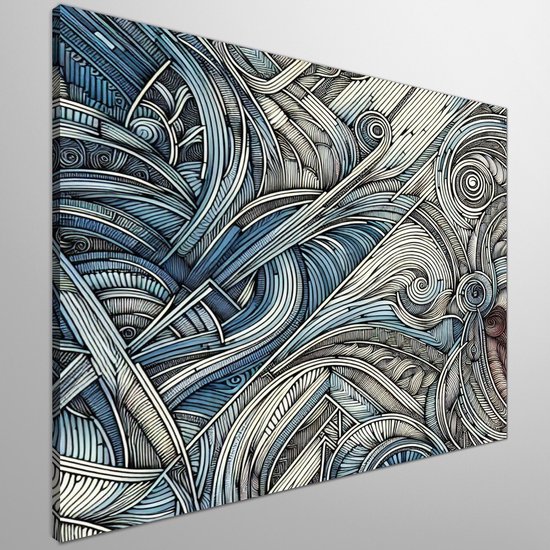 Line art relief schilderij | Abstracte dimensies: een verweven ...