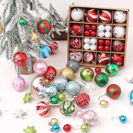Kerstboom Rode Kerstballen 3-6 cm - Set van 42 Stuks voor Feestelijke ...