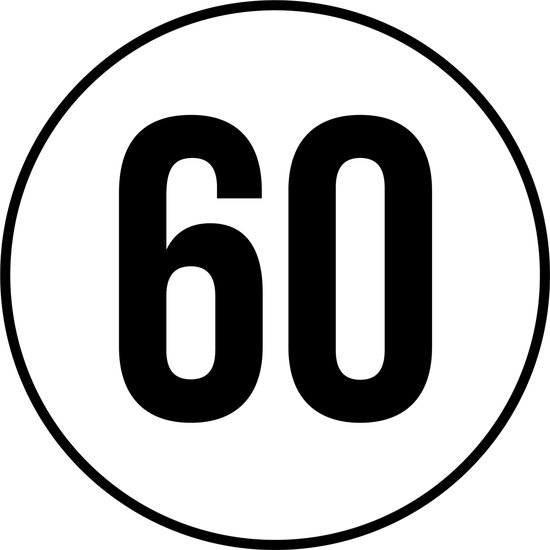 15 stickers van 5 cm | Tempo 60 KM Sticker | Weersbestendig | Vinyl | bol