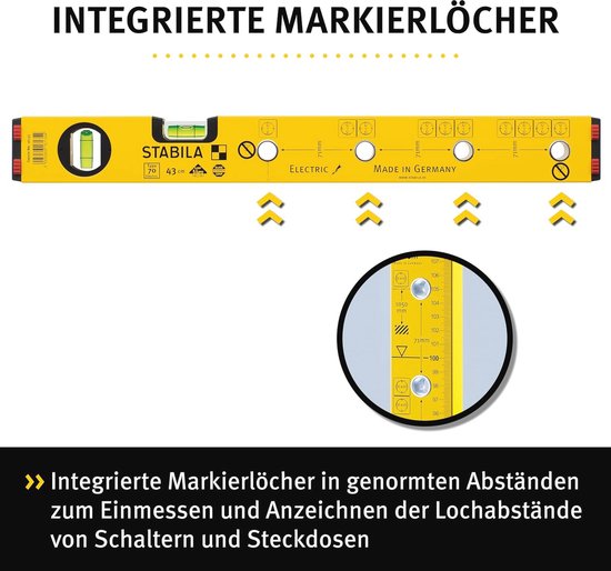 Elektrische Waterpas Kit 43 cm - Hoogwaardige Mini Waterpas en Duimstok ...