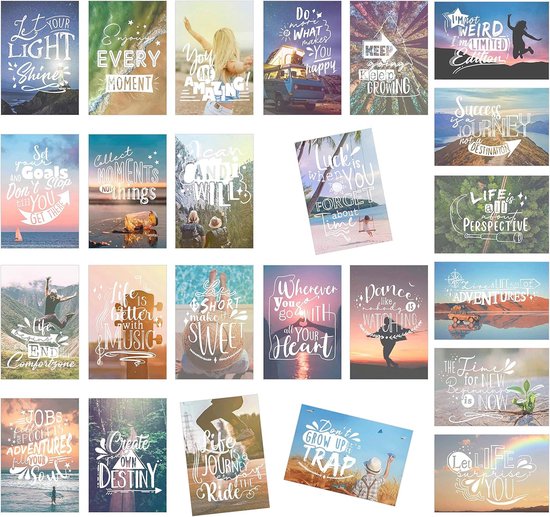 Set van 25 Inspirerende Ansichtkaarten met Spreuken - Perfect voor Cadeaus en Decoratie | bol